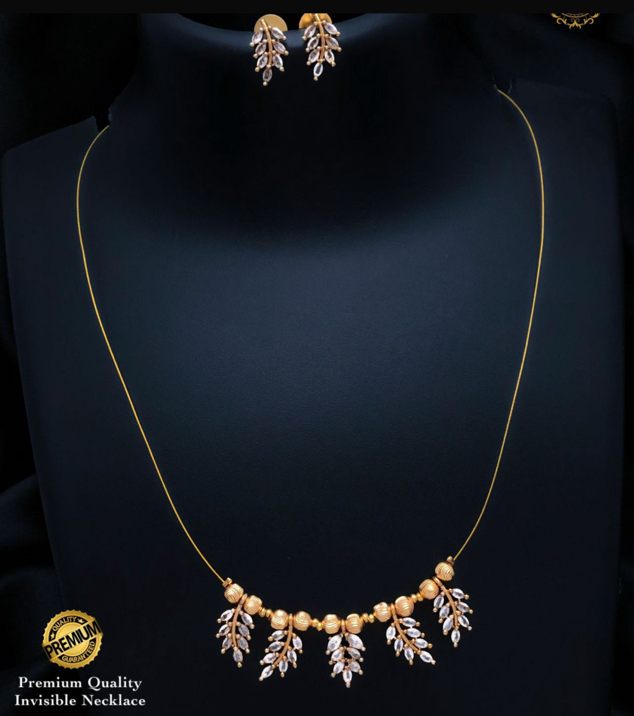 Invisible leaf bunch diamond necklace – Mannat Jewelz