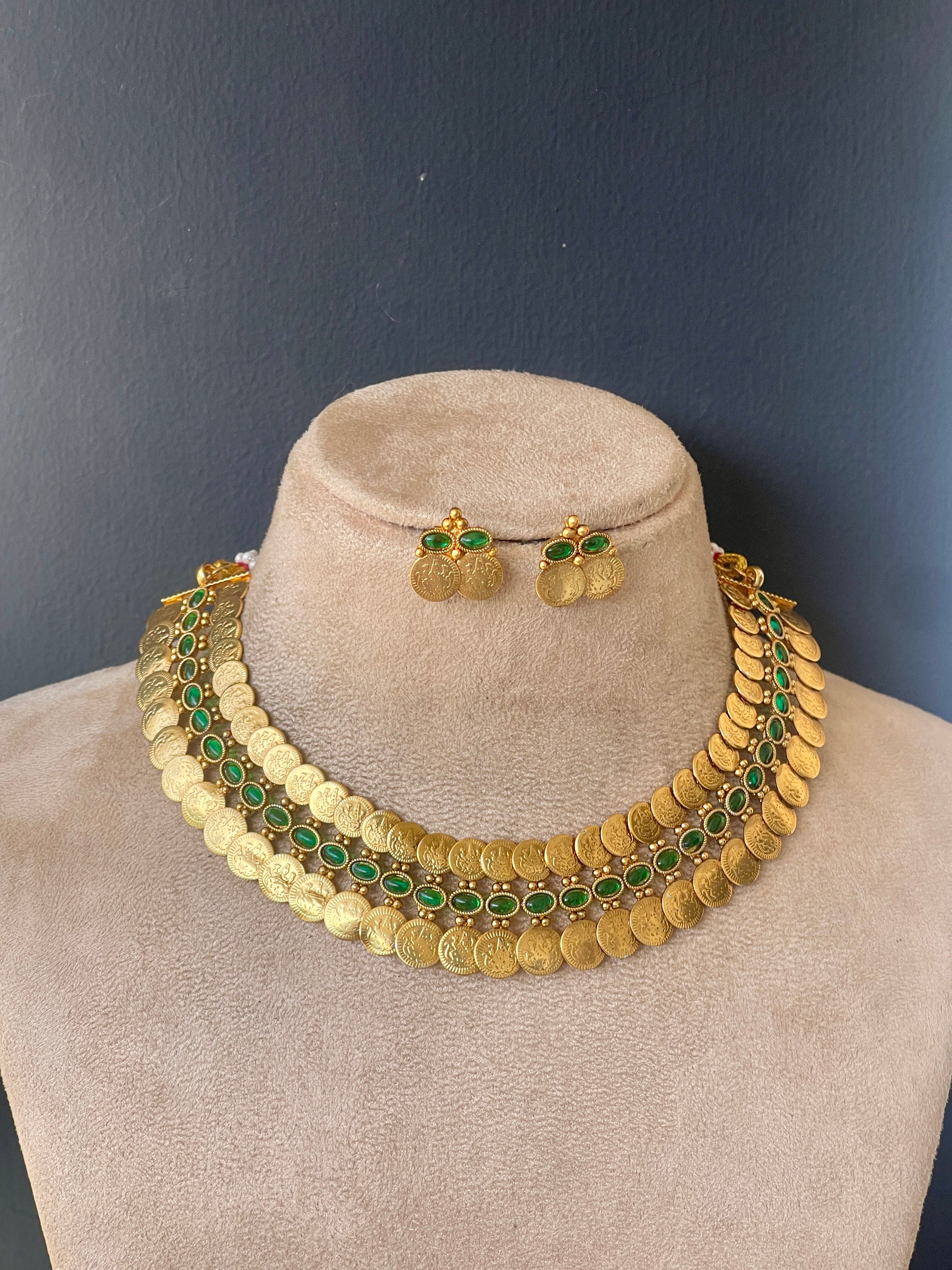 Emerald 2 layer coin necklace – Mannat Jewelz