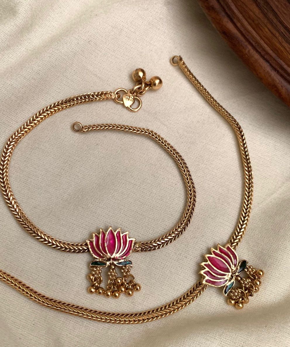 Gold Plated Gold Beads Lotus Padaswaram – Mannat Jewelz