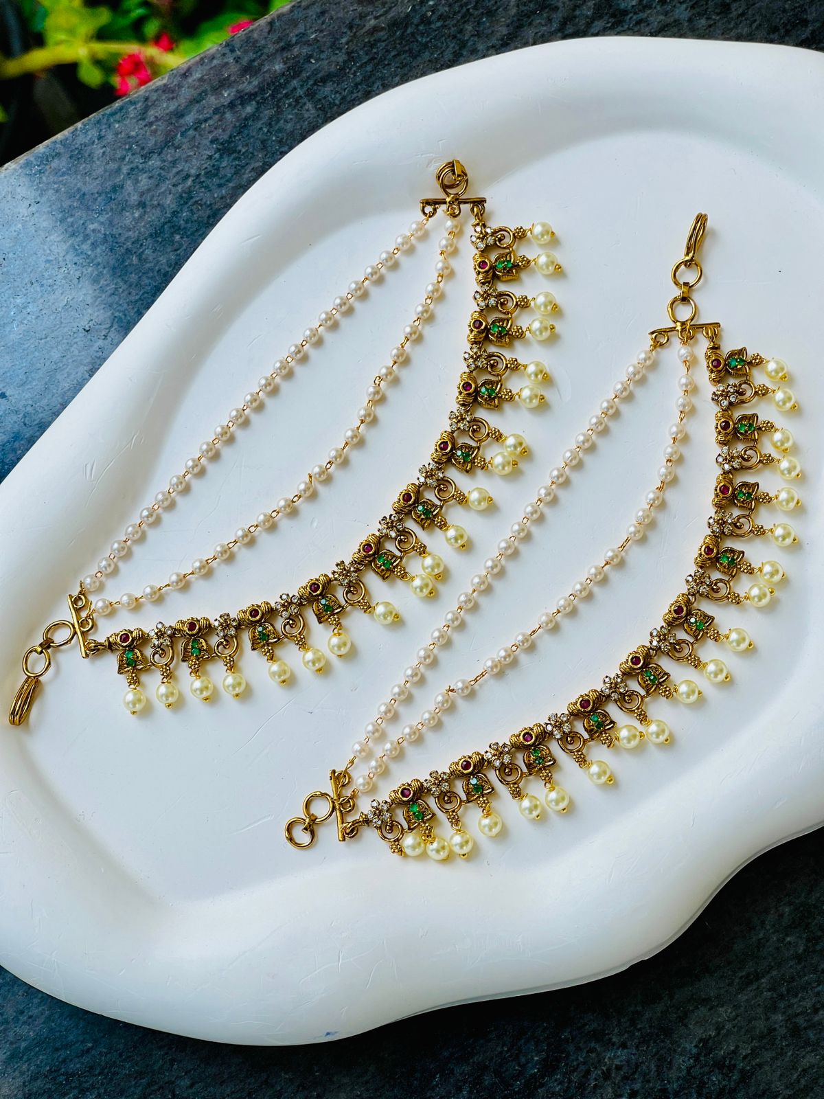 Premium multi stone Ear chain – Mannat Jewelz